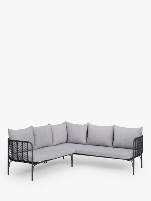 John Lewis Chevron 4-Seater Corner Garden Sofa, Black/Grey by John ...
