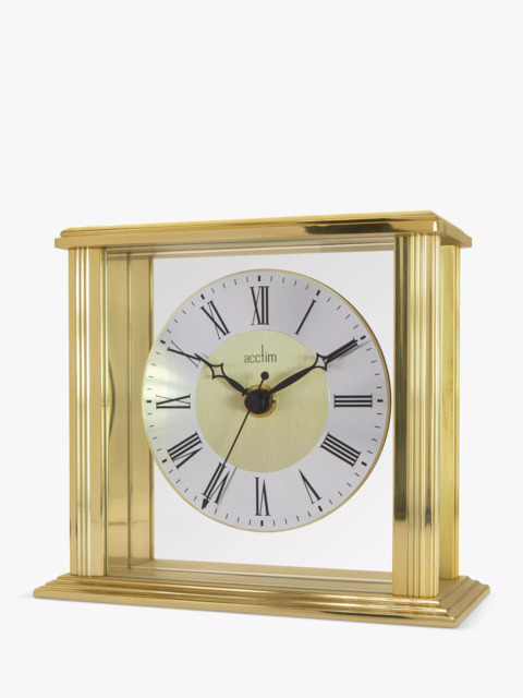 Acctim Hamilton Roman Numeral Mantel Clock, Brass Effect by John Lewis ...
