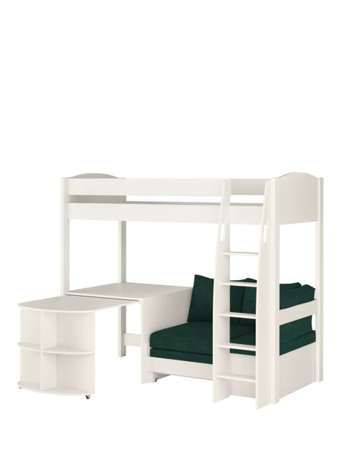 Stompa Uno S 22 High Sleeper Bed Frame with Pull-Out Desk, Teal Green ...