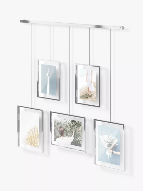 Umbra Exhibit Multi Hanging Photo Frame Display, 5 Photo, Chrome by ...