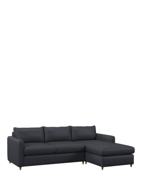John Lewis Bailey II RHF Chaise End Leather Sofa Bed, Light Leg by John ...