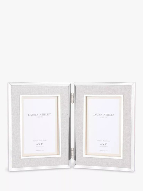 "Laura Ashley Harrison Linen Double Photo Frame, 4 x 6"" (10 x 15cm ...