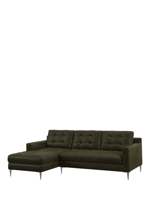 John Lewis Draper II LHF Chaise Leather Sofa, Metal Leg by John Lewis ...