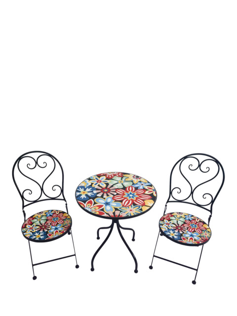 Suntime Floral Fiesta 2-Seater Mosaic Garden Bistro Table & Folding ...