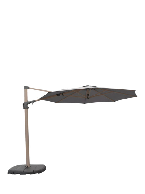 KETTLER Free-Arm Wood-Effect Wind-Up Parasol & Fillable Base Weight, 3m ...