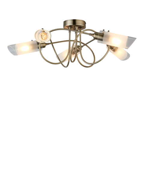 John Lewis Limbo 5 Arm Semi Flush Ceiling Light, Brass by John Lewis ...