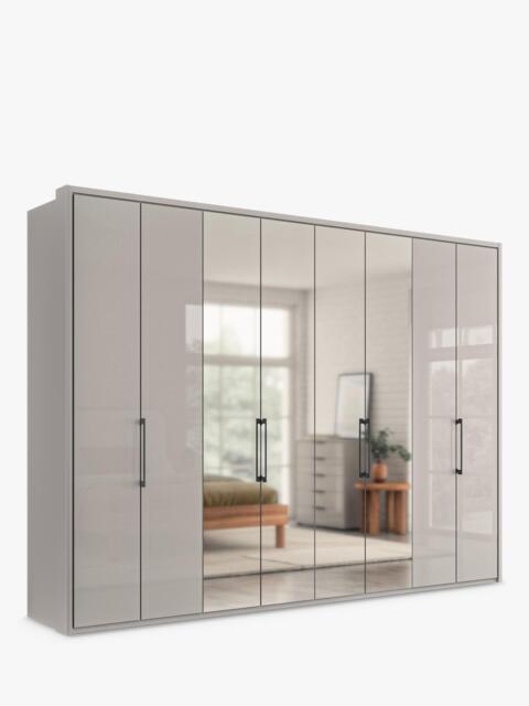 John Lewis Osaka 3m Bi-Fold Wardrobe with 4 Glass Doors & 4 Mirrored ...
