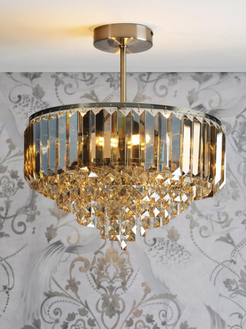 Laura Ashley Vienna 3 Semi Flush Ceiling Light, Champagne by John Lewis ...