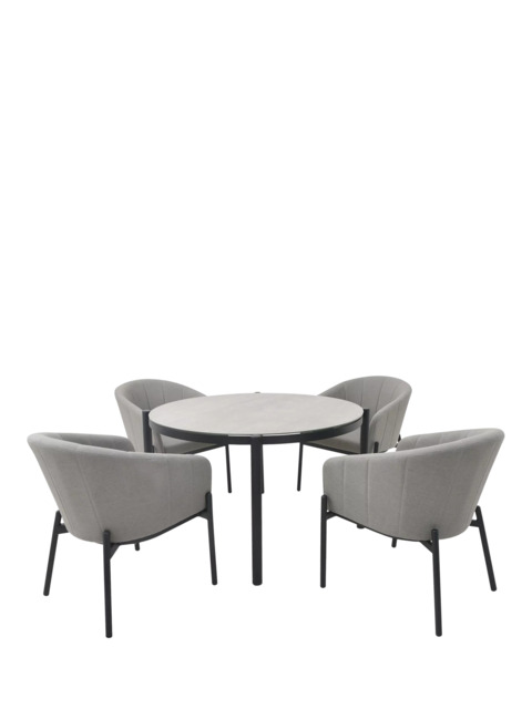 Pacific Nevada 4-Seater Round Garden Dining Table & Chairs Set, Putty ...
