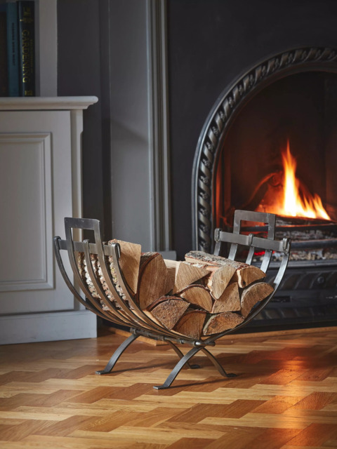 Ivyline Linear Log Basket, Pewter by John Lewis & Partners | ufurnish.com
