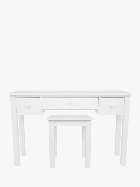 Laura Ashley Ashwell 3 Drawer Dressing Table & Stool Set, Cotton White ...