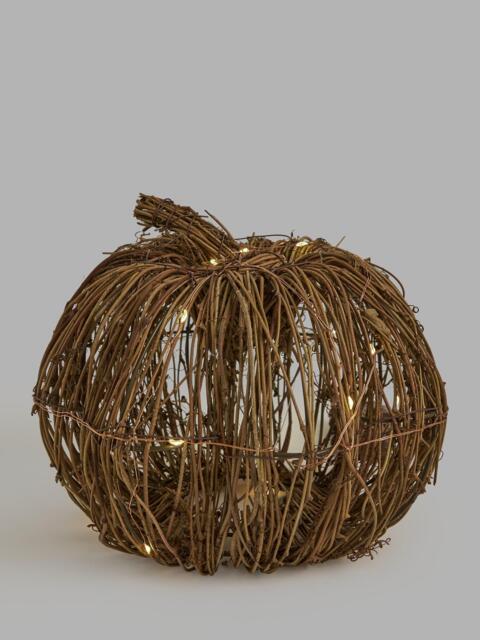 John Lewis Rattan LED Lit Pumpkin Decoration by John Lewis & Partners ...