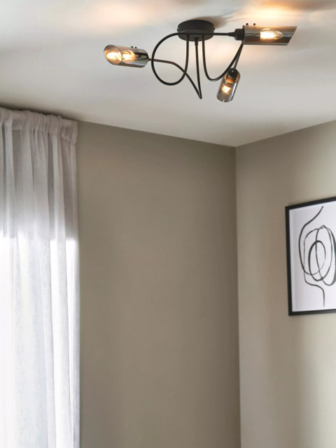 John Lewis Limbo 3 Arm Ceiling Light, Black by John Lewis & Partners ...