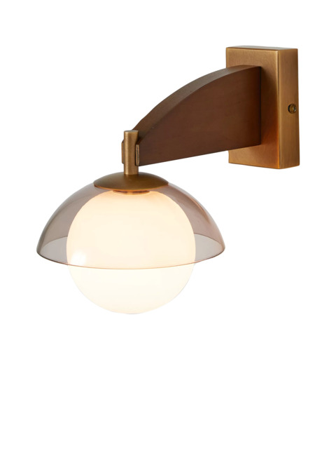 MADE Layla Glass Orb Wall Light, Walnut by John Lewis & Partners ...