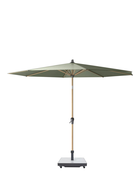 Pacific Riva Teak Wood Frame Round Parasol & Base with Cover, 3m, Olive ...