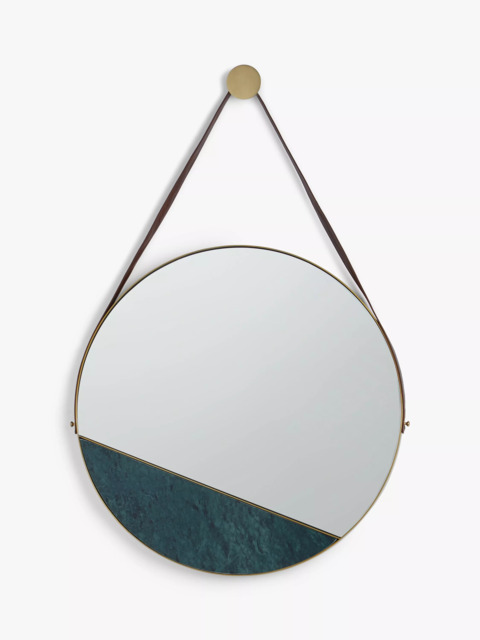 John Lewis + Swoon Sartre Round Metal Frame Suspended Wall Mirror, 75cm ...