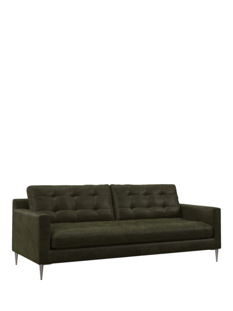 John Lewis Draper II Large 3 Seater Leather Sofa, Metal Leg by John ...