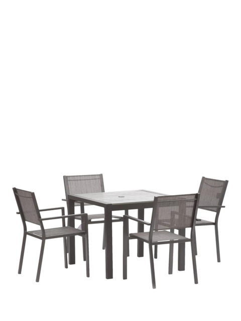 Suntime Adrano 4-Seater Square Garden Dining Table & Chairs, Grey by ...