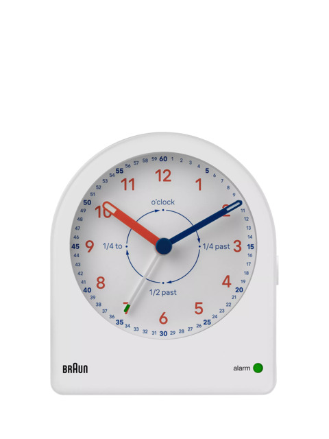 Braun Kids' BC22 Analogue Time Teacher Alarm Clock, White by John Lewis ...