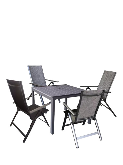 Suntime Adrano 4-Seater Square Garden Dining Table & Chairs, Grey by ...