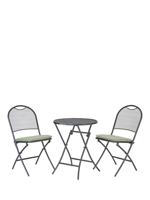 KETTLER Cafe Roma Foldable 2-Seater Round Garden Bistro Table & Chairs ...