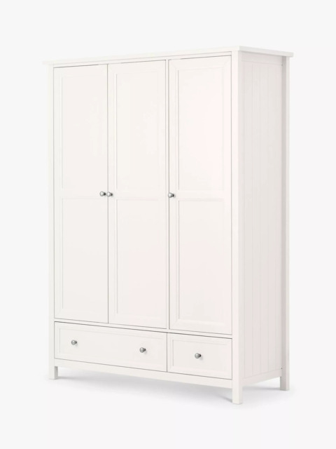 Julian Bowen Maine Triple Wardrobe with 2 Drawers, White by John Lewis ...