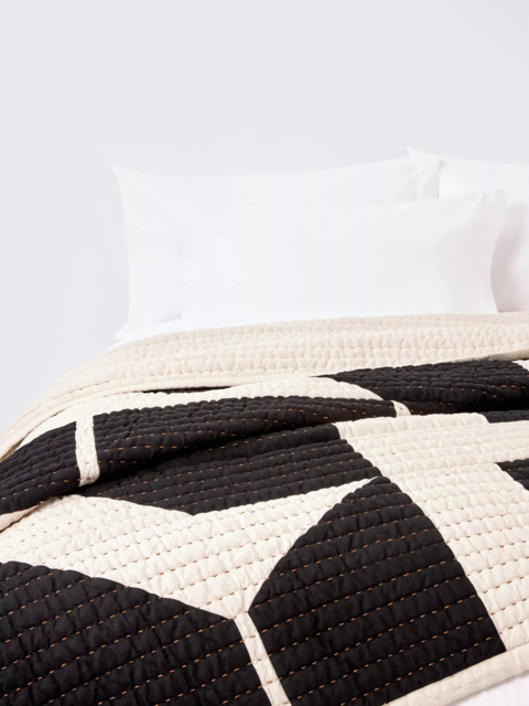 John Lewis x John Cooper Thwaite Geo Quilted Bedspread, Monochrome by ...