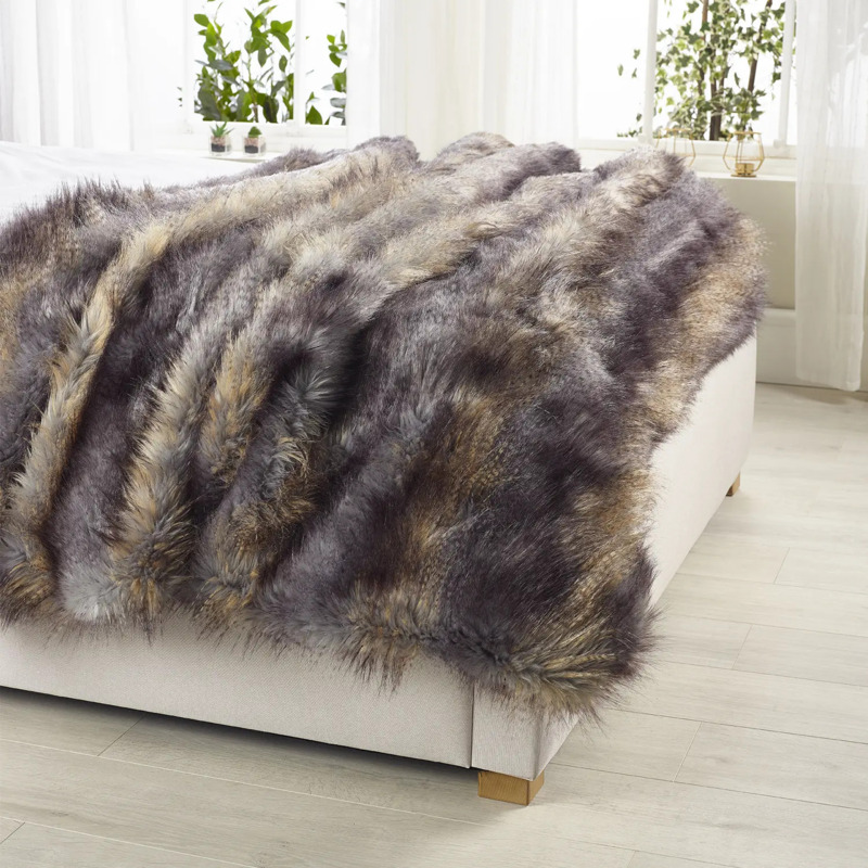 Blue Wolf Faux Fur Throw - Standard by Katrina Hampton | ufurnish.com