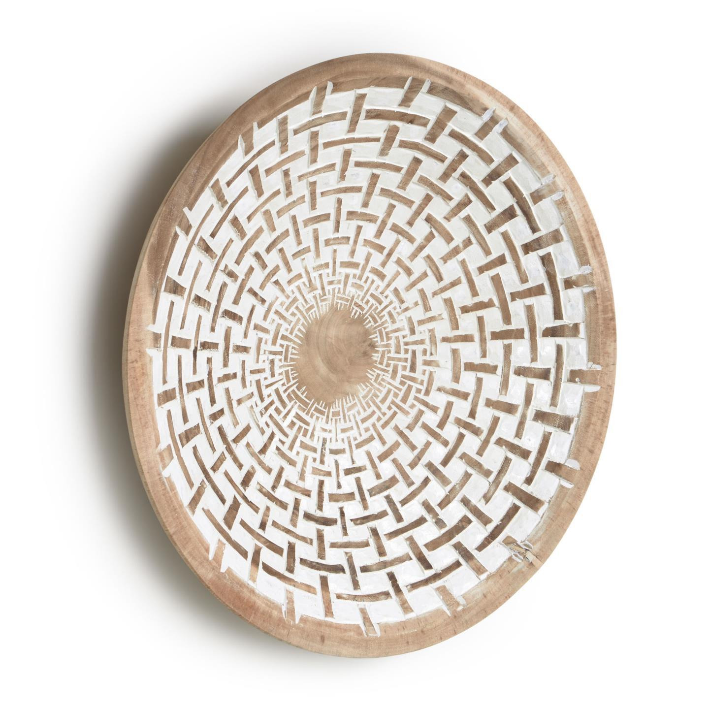 Mely solid munggur wood wall panel white Ø 45 cm by Kave Home ...