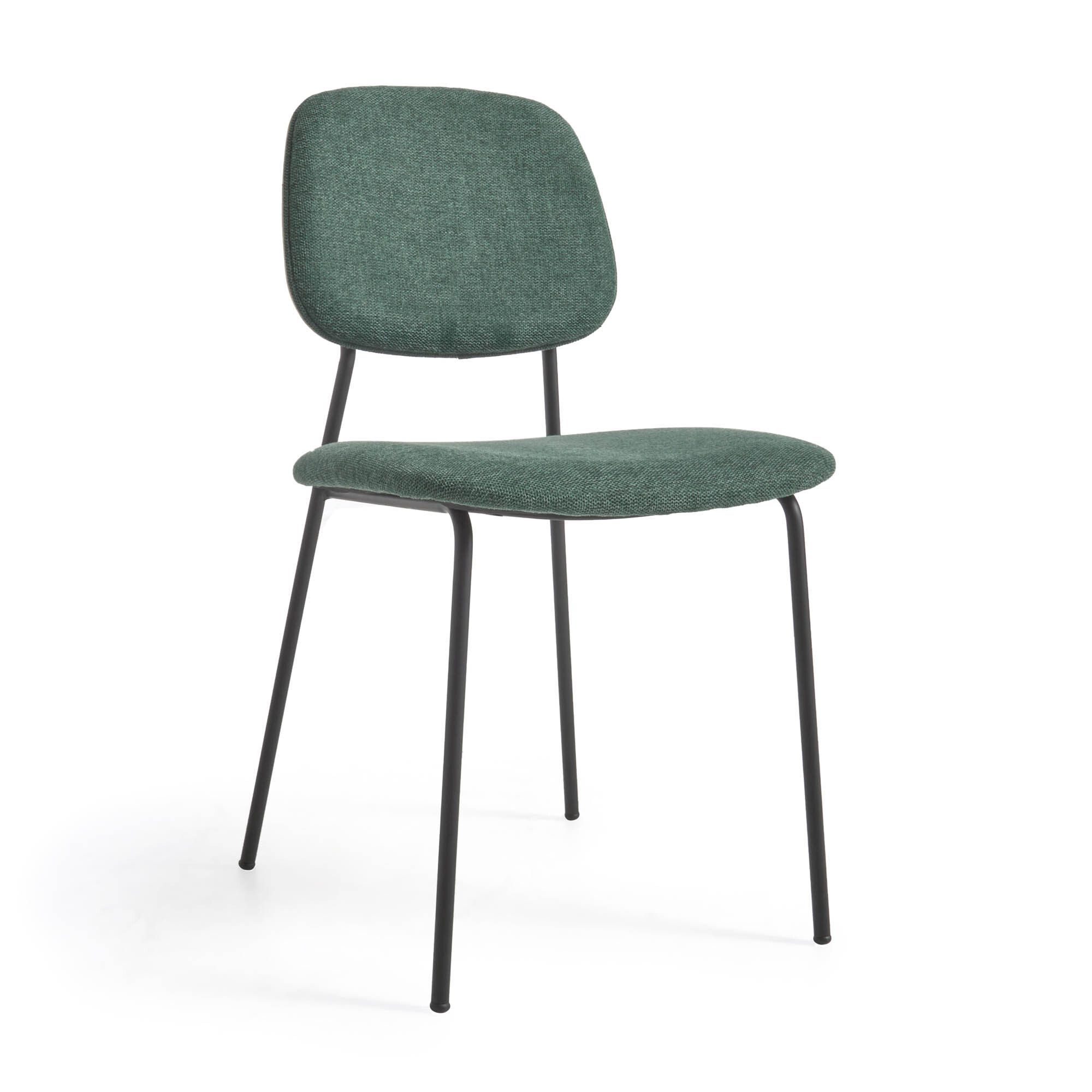 Benilda dark green stackable chair with oak veneer and steel with black ...