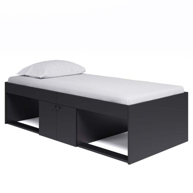 Single Open Niche Cabin Bed, Black by Kudl Home | ufurnish.com