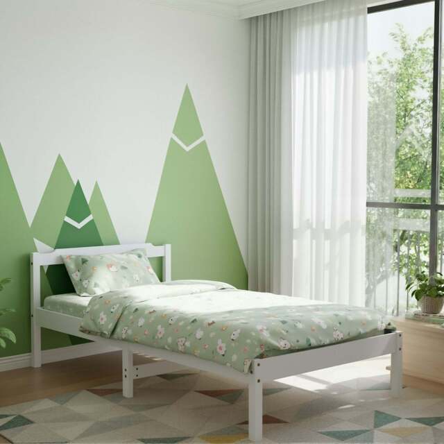 Jinsen Single Bed Frame, White by Kudl Home | ufurnish.com