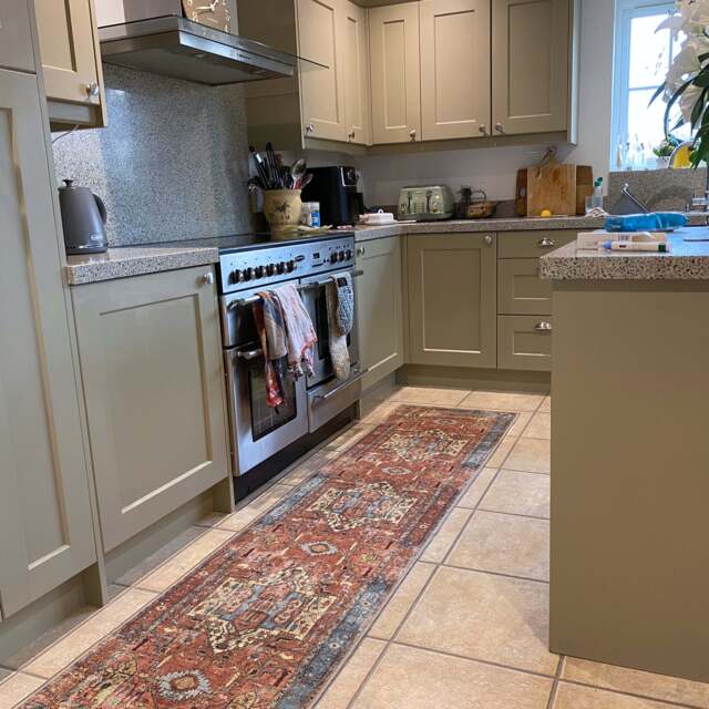 Flatwoven Washable Distressed Terracotta Aztec Runner - Yana - Renuu ...