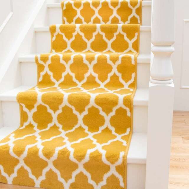 Yellow Trellis Stair Carpet Runner - Cut to Measure - Scala - 1ft by ...