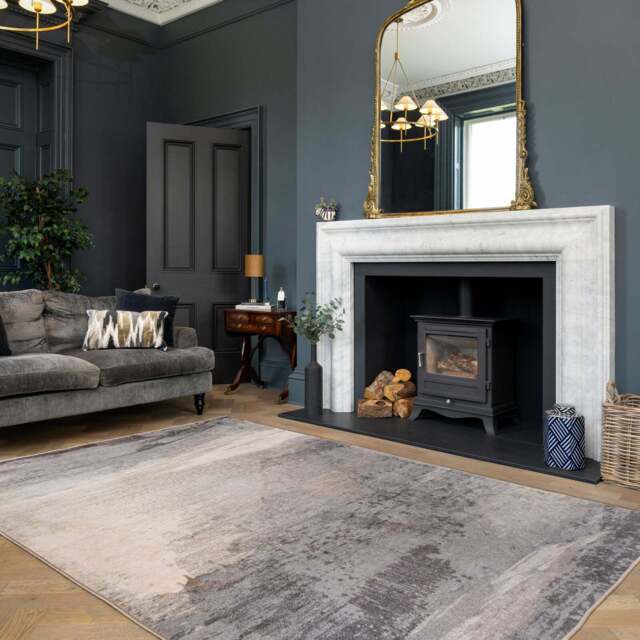 Soft Washable Grey Abstract Rug - Dara - Soft Washable - 80cm x 150cm ...