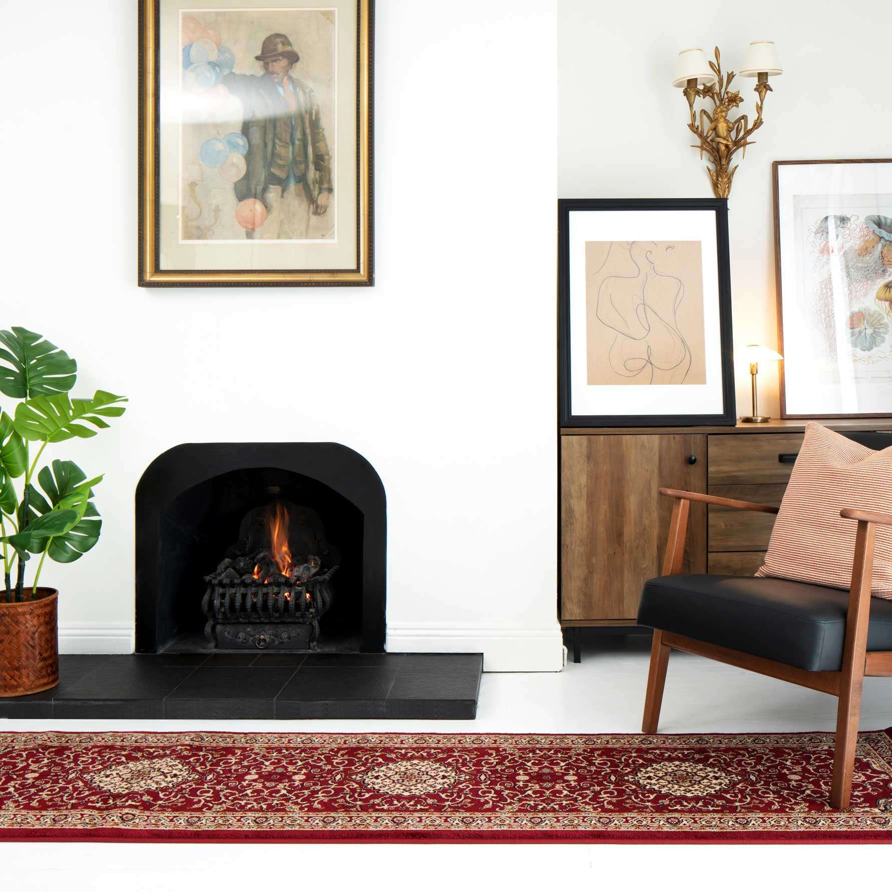 Traditional Red Bordered Runner Rug - Jasmine - 60cm x 240cm Runner by ...