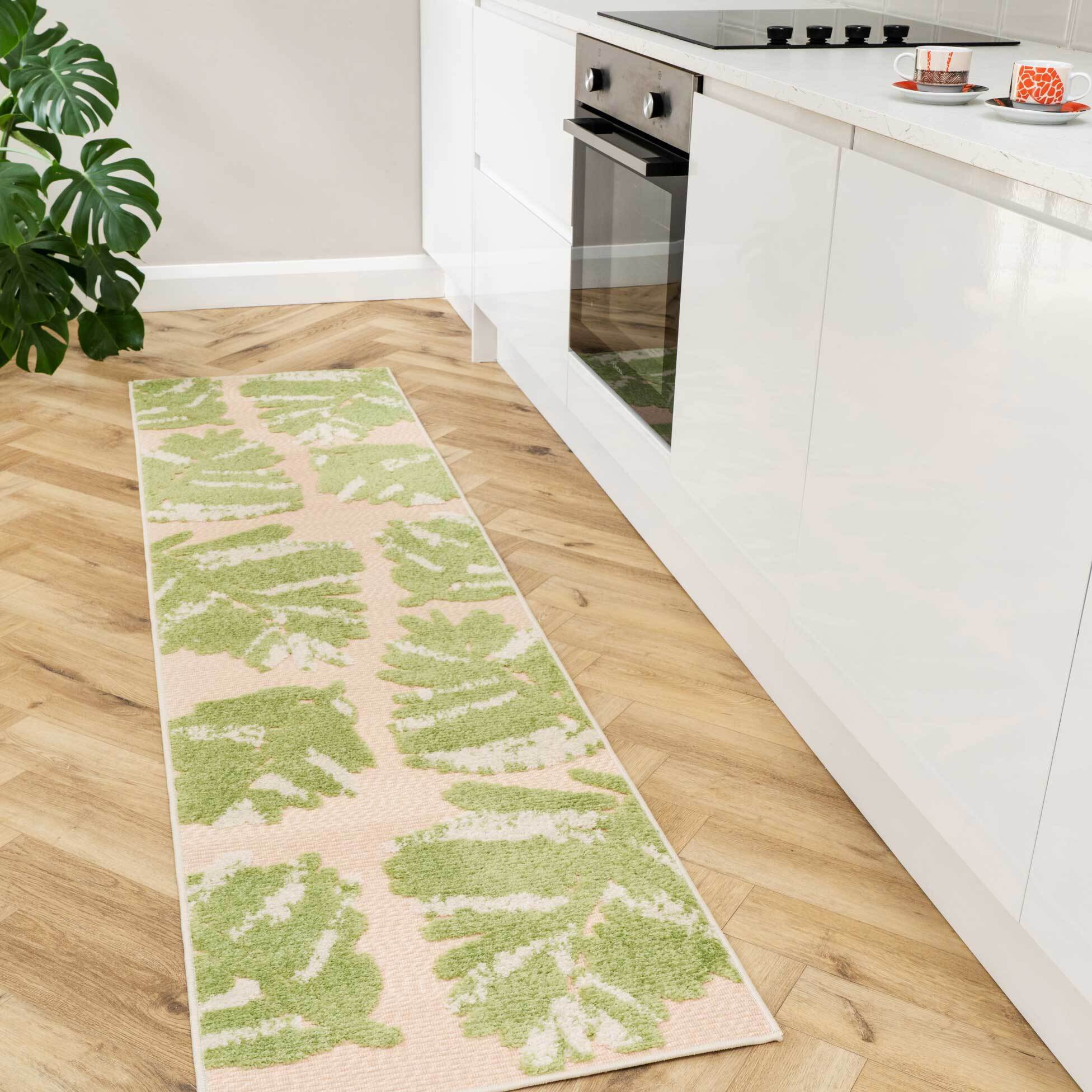 Green Palm Leaf Outdoor Runner Rug - Opera - 60cm x 240cm Runner by ...