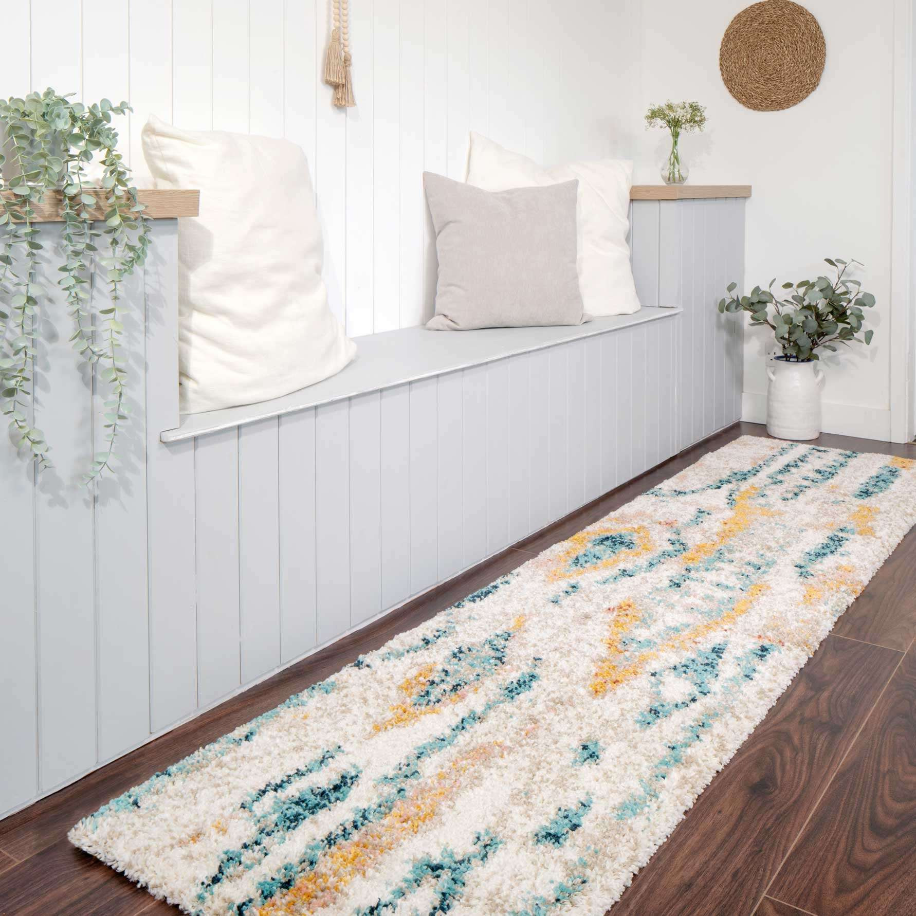 Super Soft Abstract Moroccan Shaggy Runner Rug - Traveller - 60cm x ...