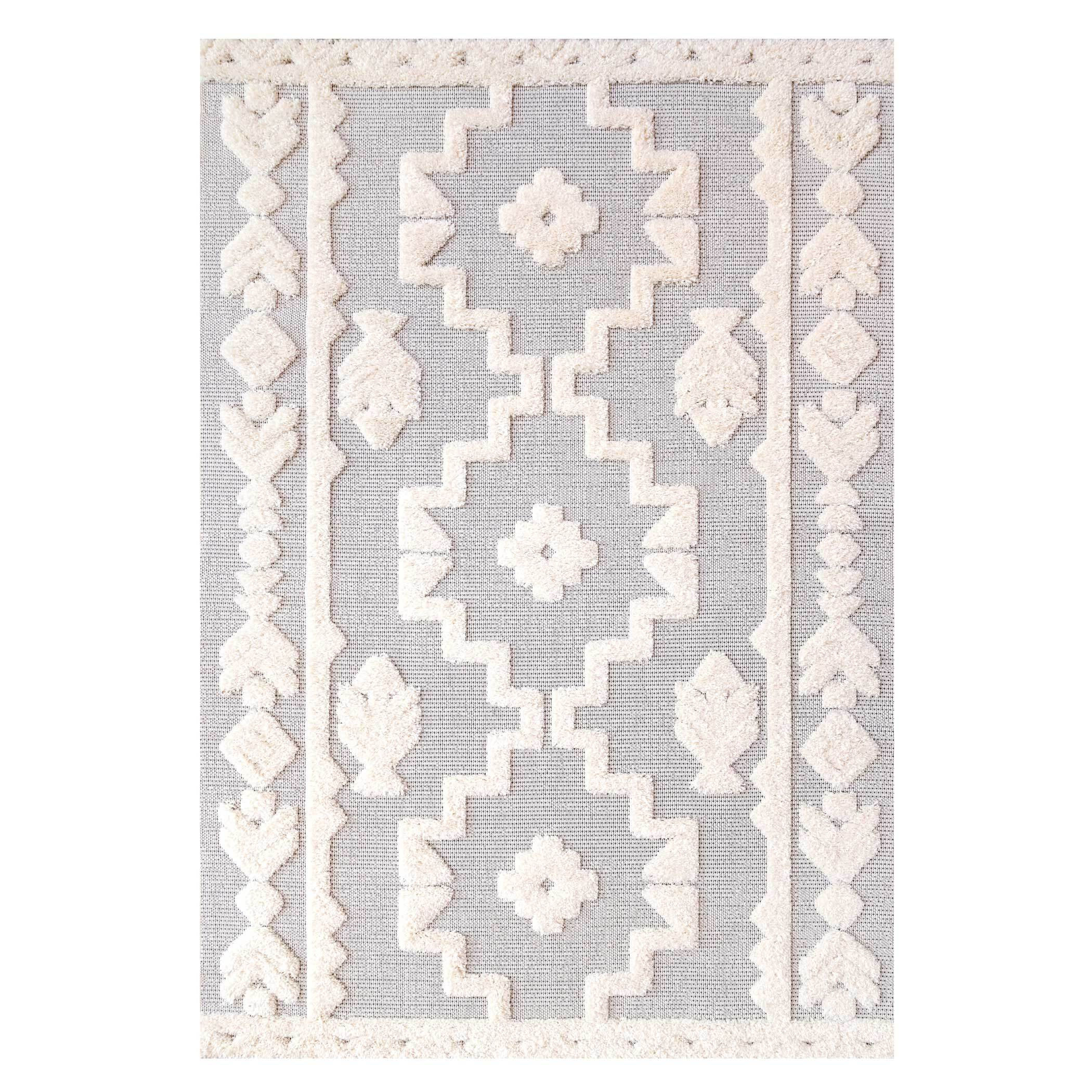 Grey Tufted Egyptian Indoor Outdoor Rug - Pisces - Moloko - 60cm x ...