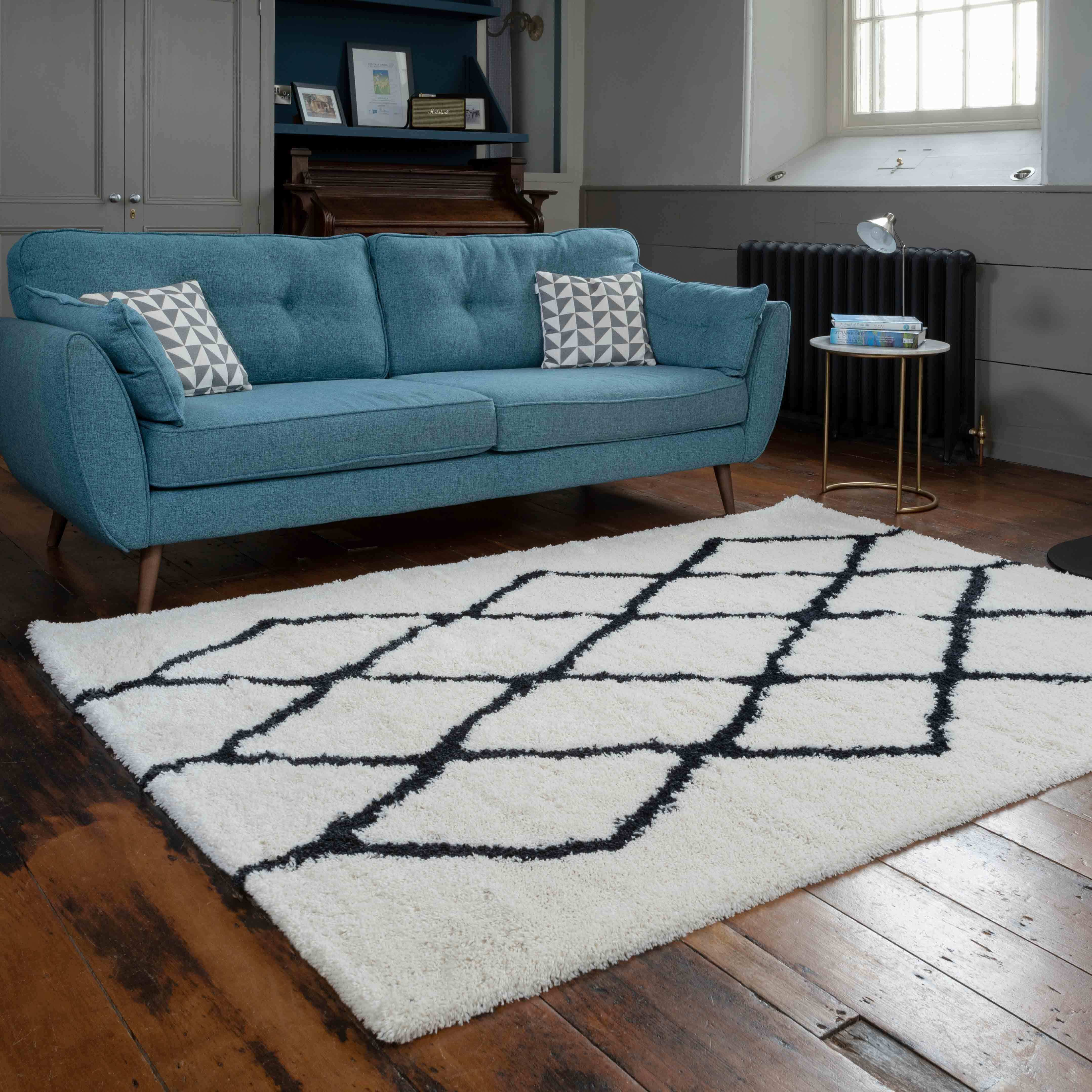 Soft Cosy Berber Moroccan Trellis Shaggy Living Room Rugs - Nivala ...