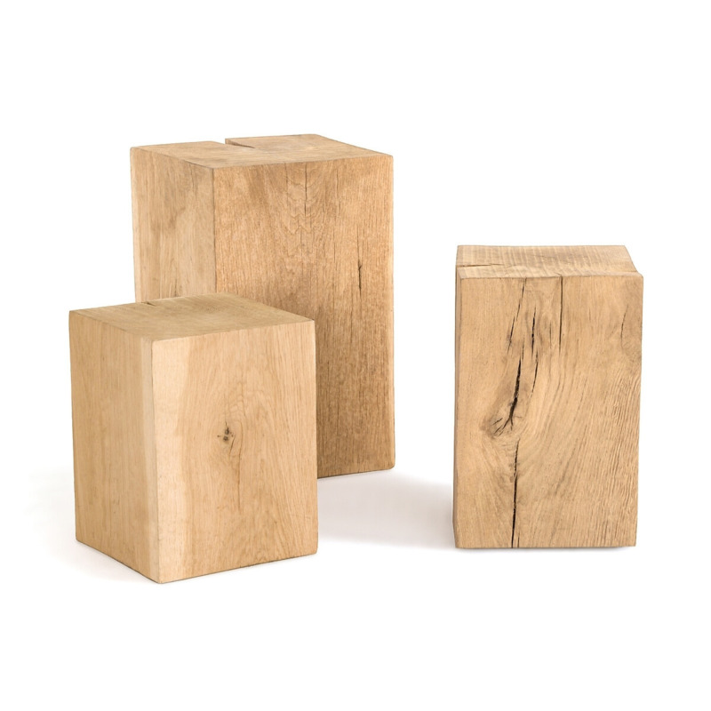 Merlin Solid Oak Block Side Table by La Redoute | ufurnish.com