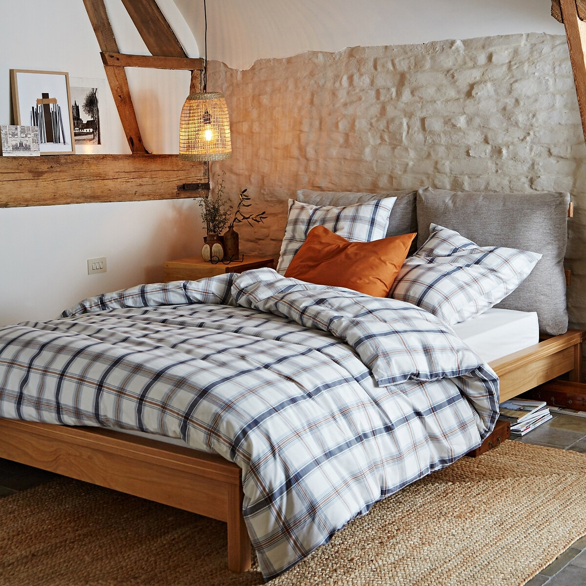 Melvin Checked 100% Cotton Duvet Cover by La Redoute | ufurnish.com