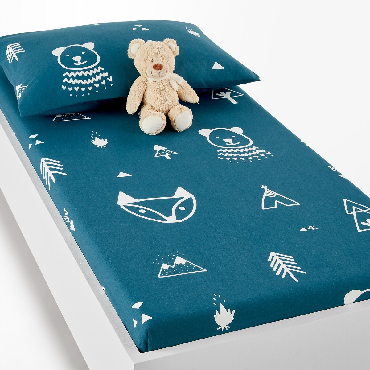 Forest Camp Blue Animal 100% Cotton Cot Fitted Sheet by La Redoute ...