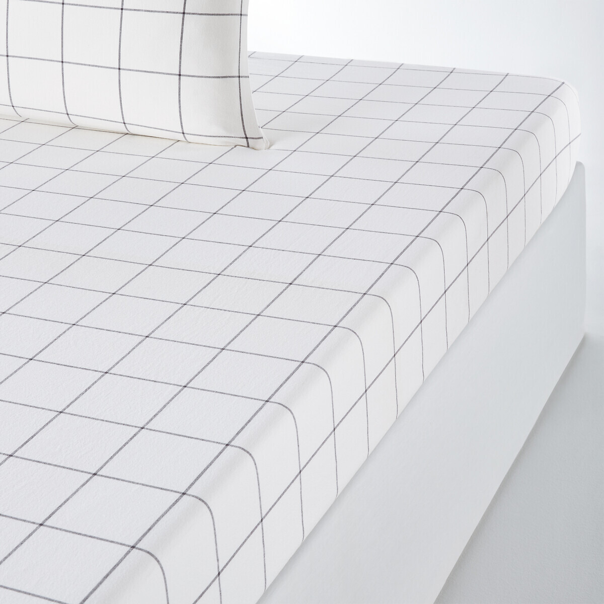 Pia Checked Cotton Fitted Sheet for Deep Mattresses (30cm) by La ...