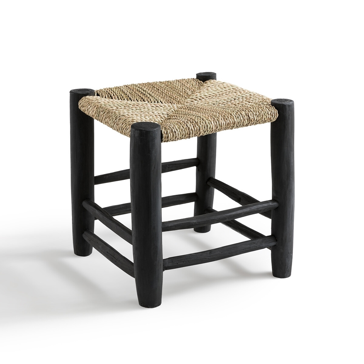 Ghada Moroccan Style Black Wooden Stool by La Redoute | ufurnish.com