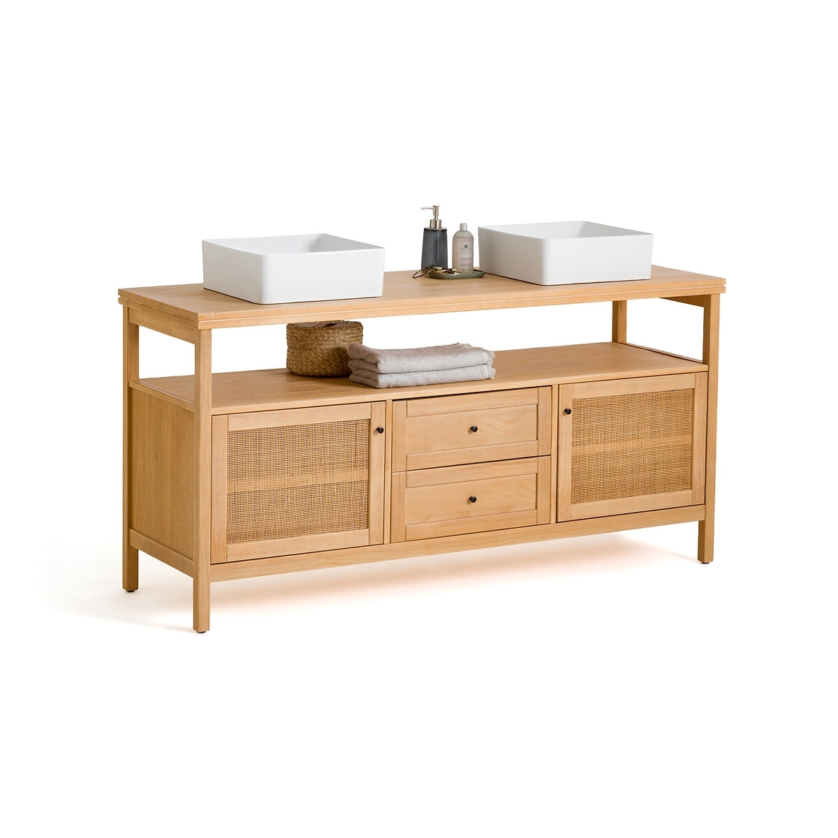 Gabin L160cm Oak Double Sink Vanity Unit by La Redoute | ufurnish.com