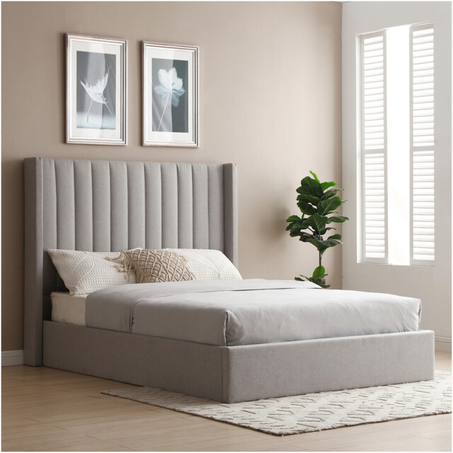 Taylor Fluted Wool Headboard Multi-Lift Ottoman Storage Bed by La ...