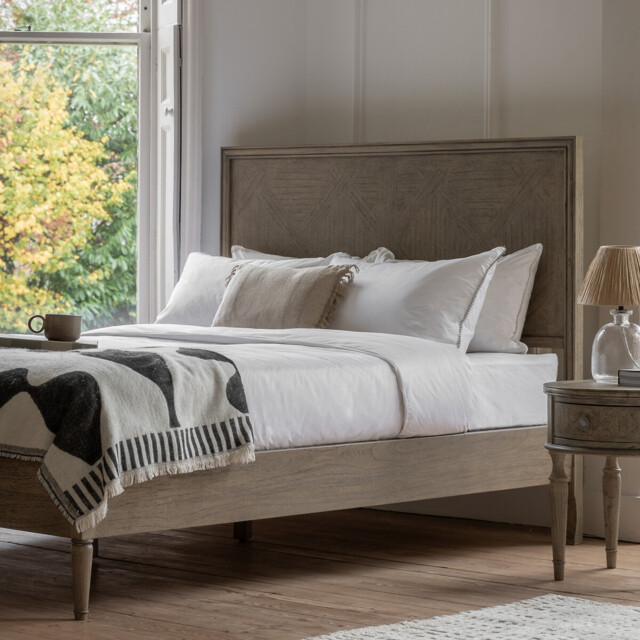 Nashik Ash Wood Parquet Wood Bed by La Redoute | ufurnish.com