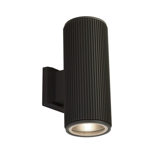 Outdoor Black Wave Effect Dual Wall Light Clear Glass Diffuser by La ...