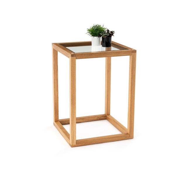 Adonis Oak & Glass Side Table by La Redoute | ufurnish.com